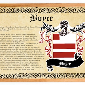 Boyce Family History and Coat of Arms Vintage Poster - Etsy