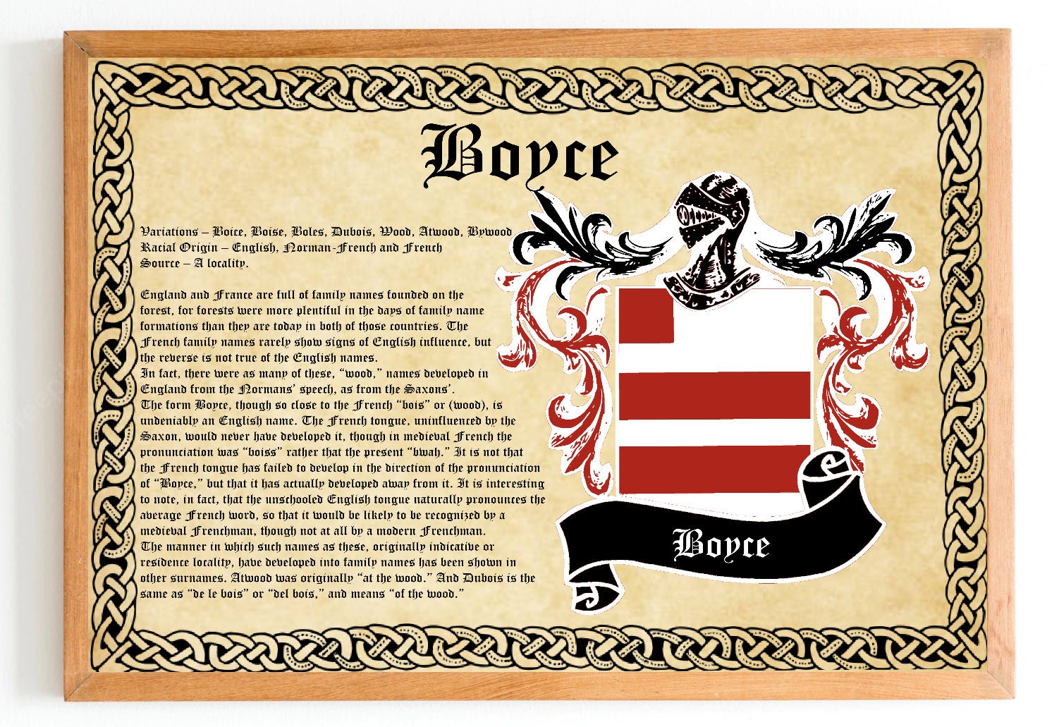 Boyce Family History and Coat of Arms Vintage Poster - Etsy Canada