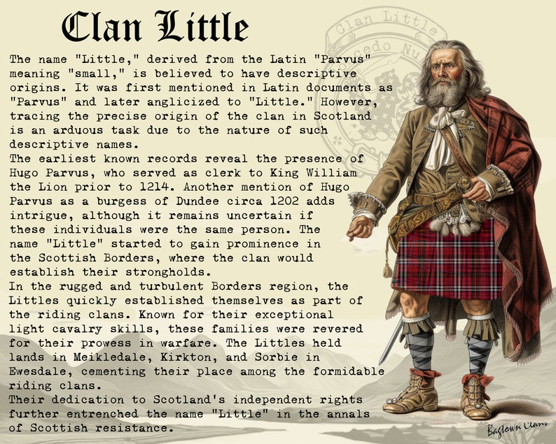 Clan Little Scottish History Poster - Etsy