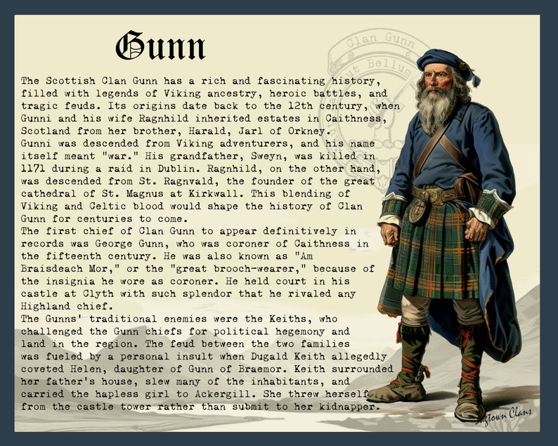 Clan Gunn Scottish History Poster - Etsy