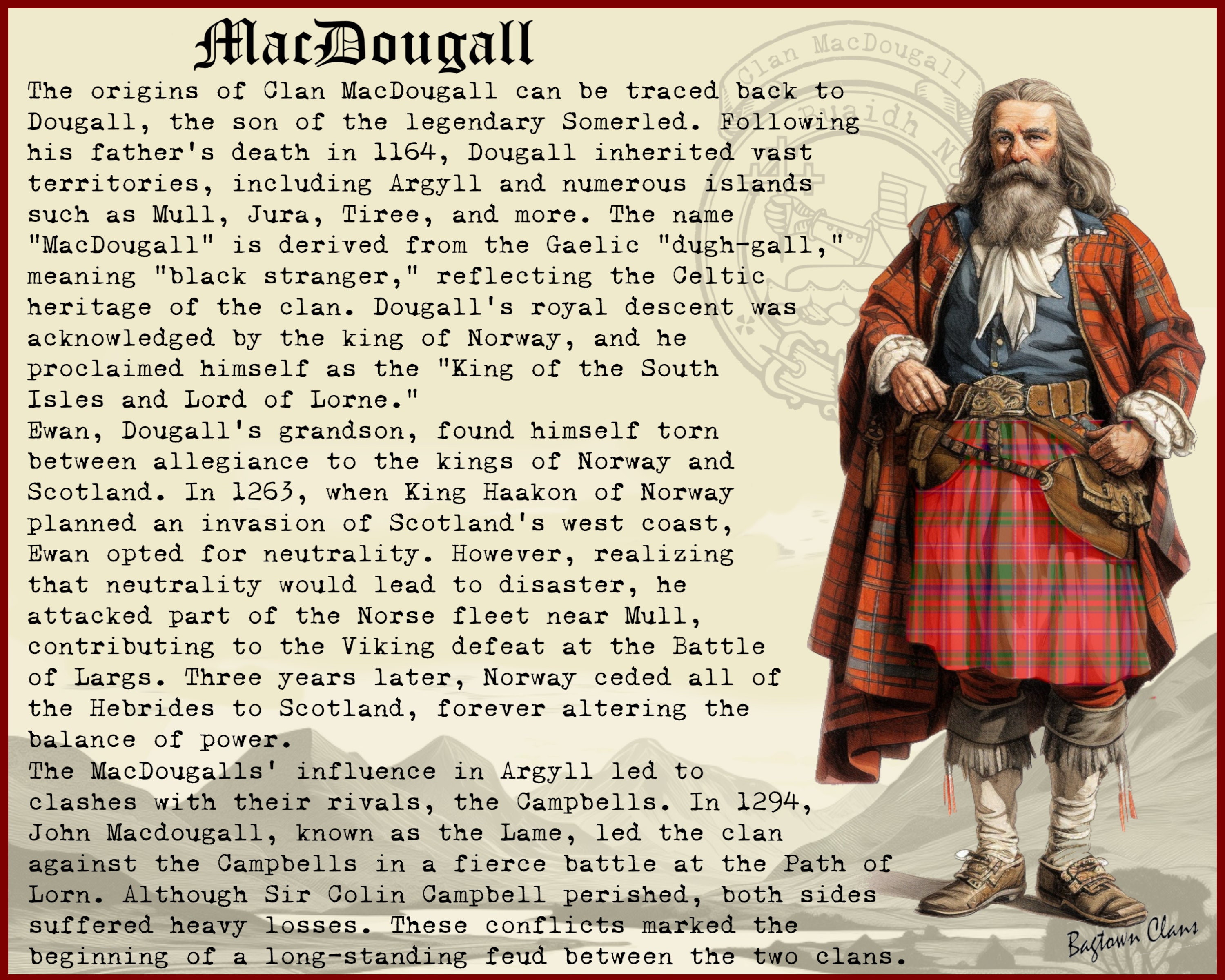 Macdougall Scottish Clan History Poster - Etsy