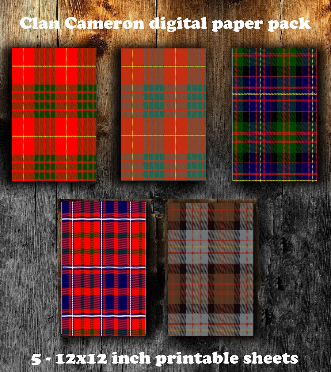 5 Clan Cameron Tartan 12 X 12 Printable Scrapbooking Sheets - Etsy