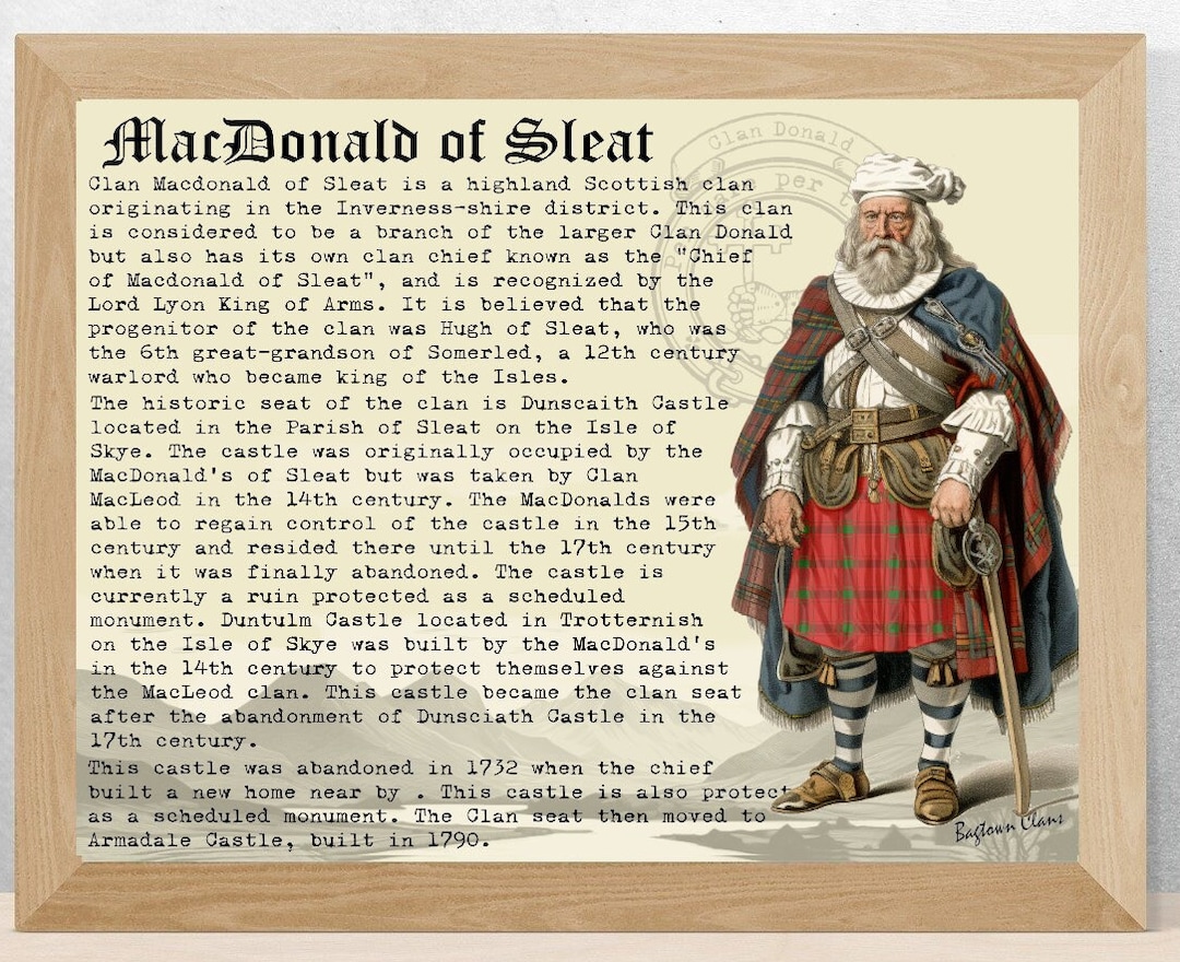 Macdonald of Sleat Scottish Clan History Poster - Etsy