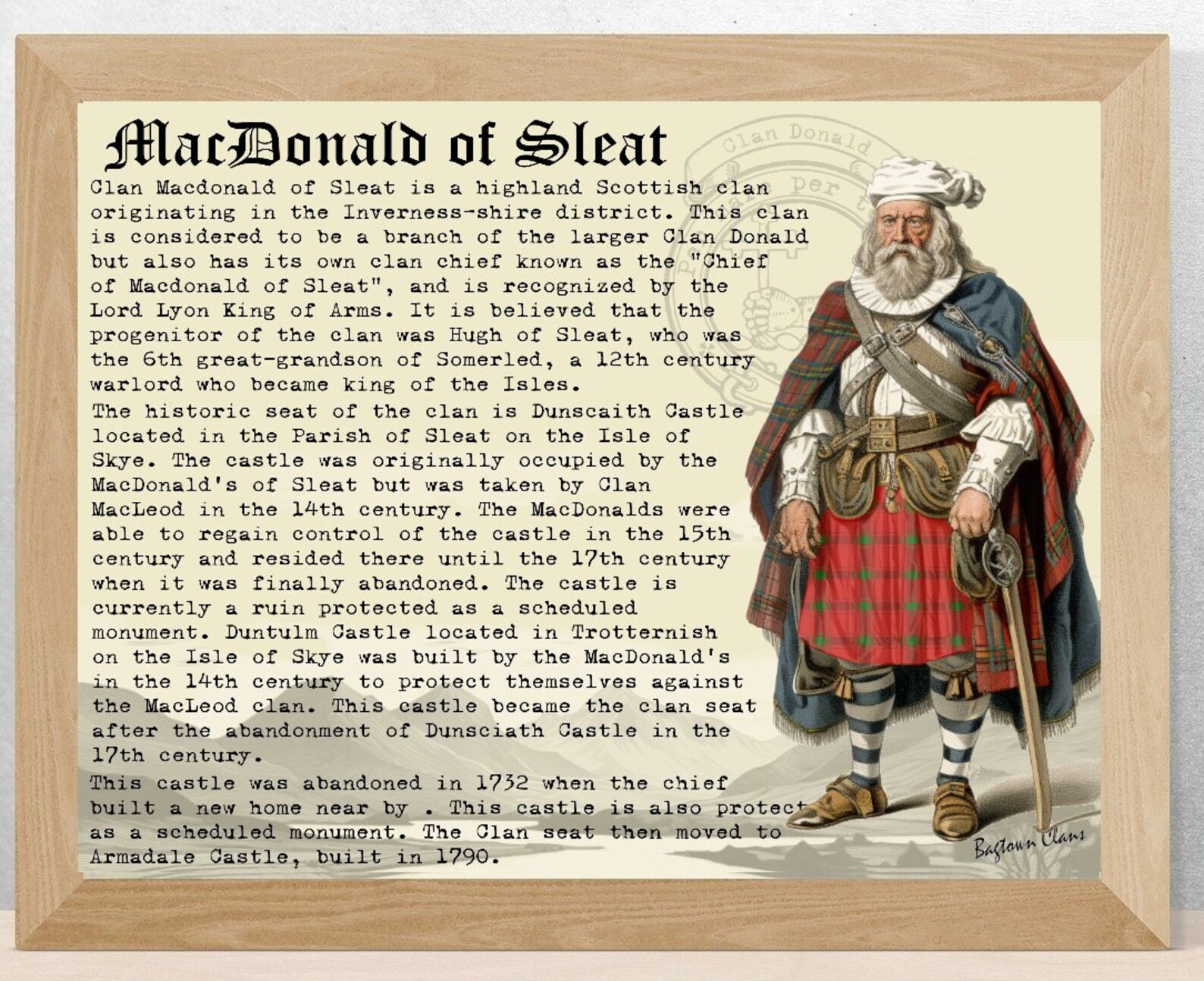 Macdonald of Sleat Scottish Clan History Poster - Etsy