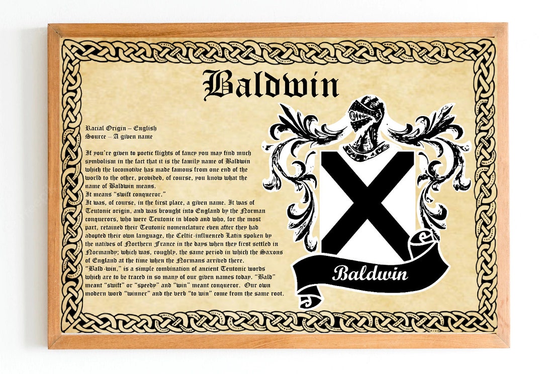 Baldwin Family History and Coat of Arms Vintage Poster - Etsy