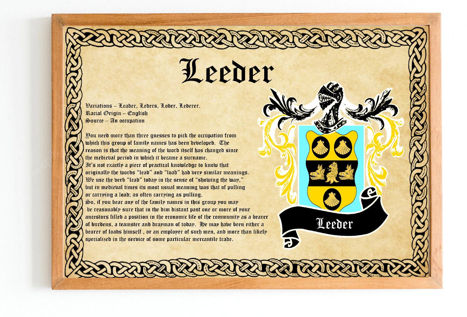 Leeder Coat of Arms Vintage Poster - Etsy
