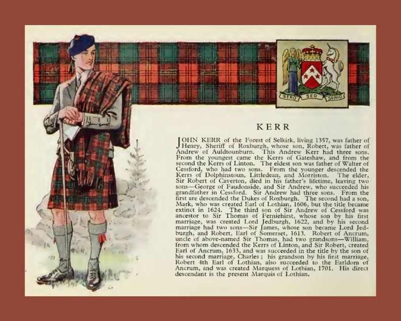Clan Kerr Vintage Poster - Etsy