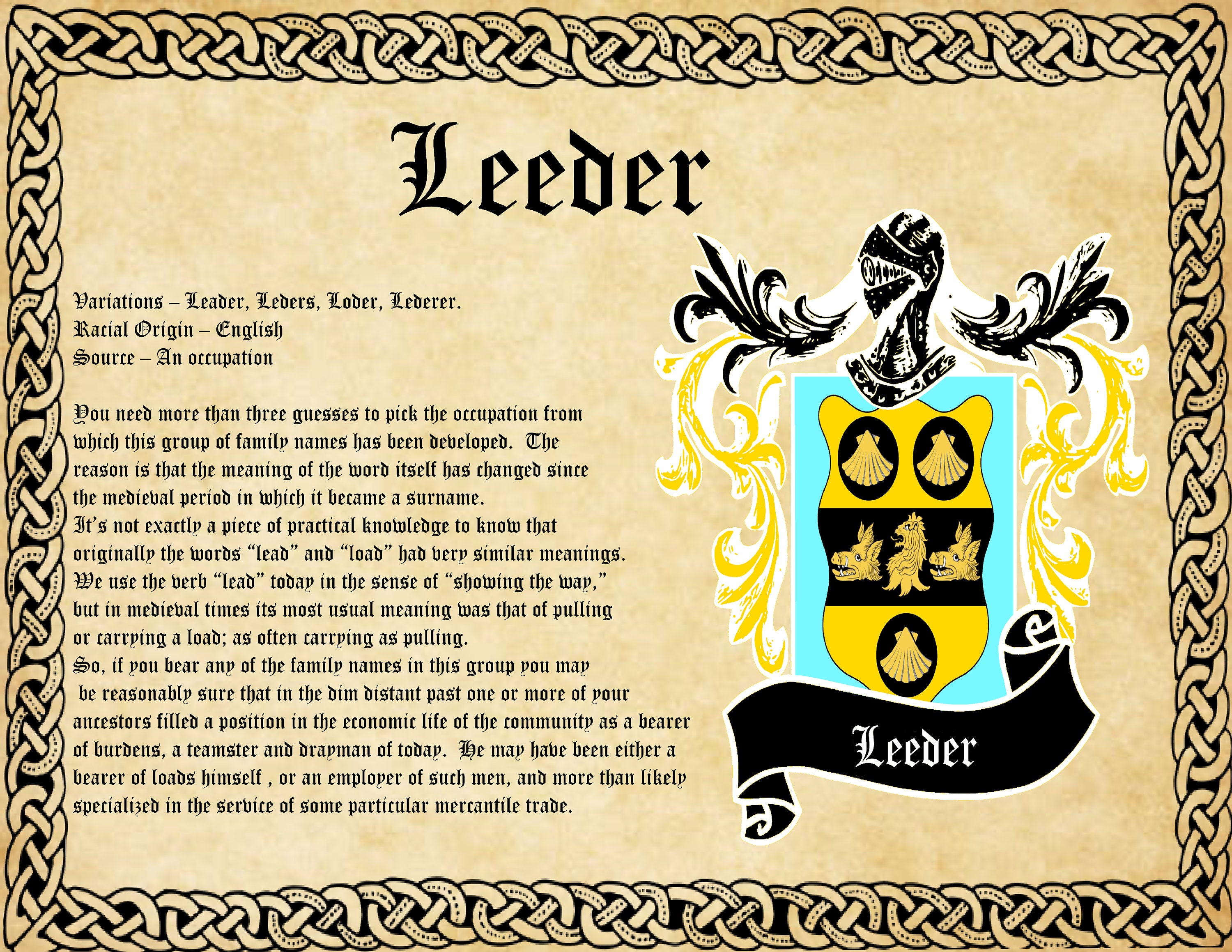 Leeder Coat of Arms Vintage Poster - Etsy