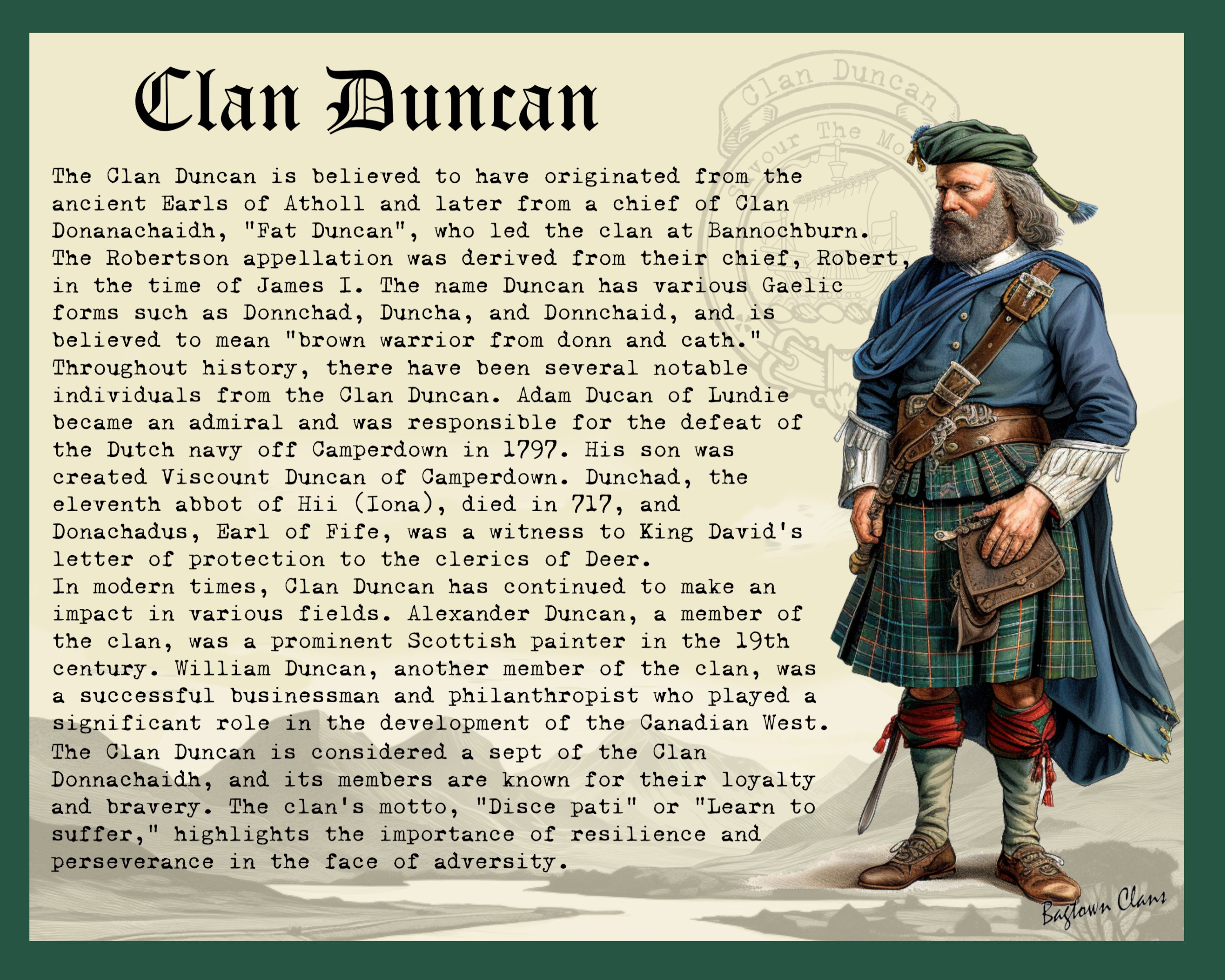 Clan Duncan Scottish History Poster - Etsy