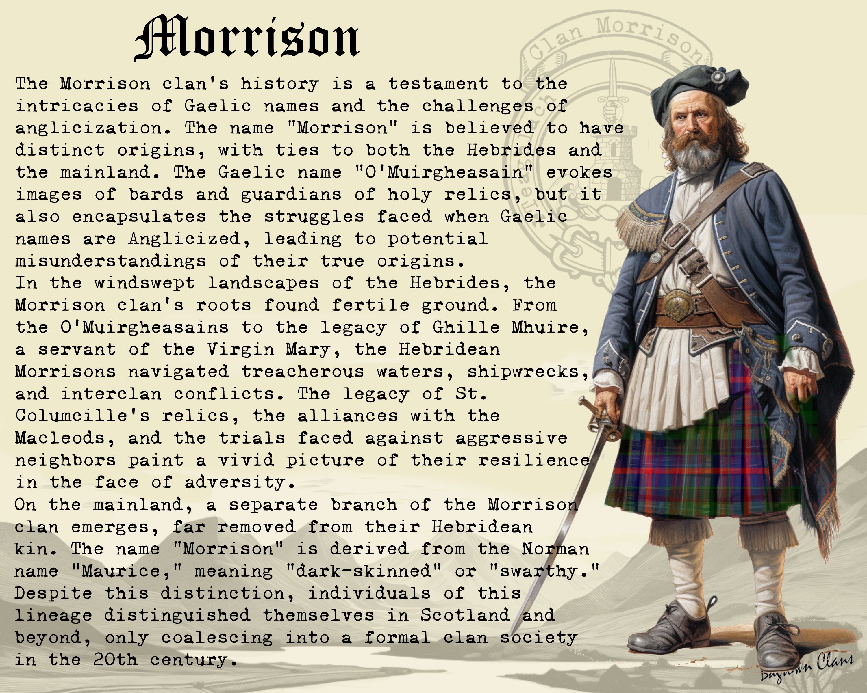 Morrison Scottish Clan History Poster - Etsy