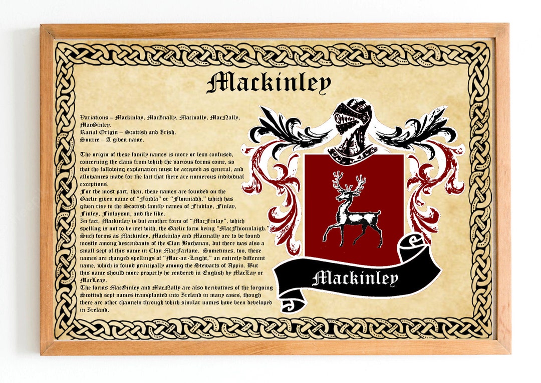Mackinley Family History and Coat of Arms Vintage Poster - Etsy