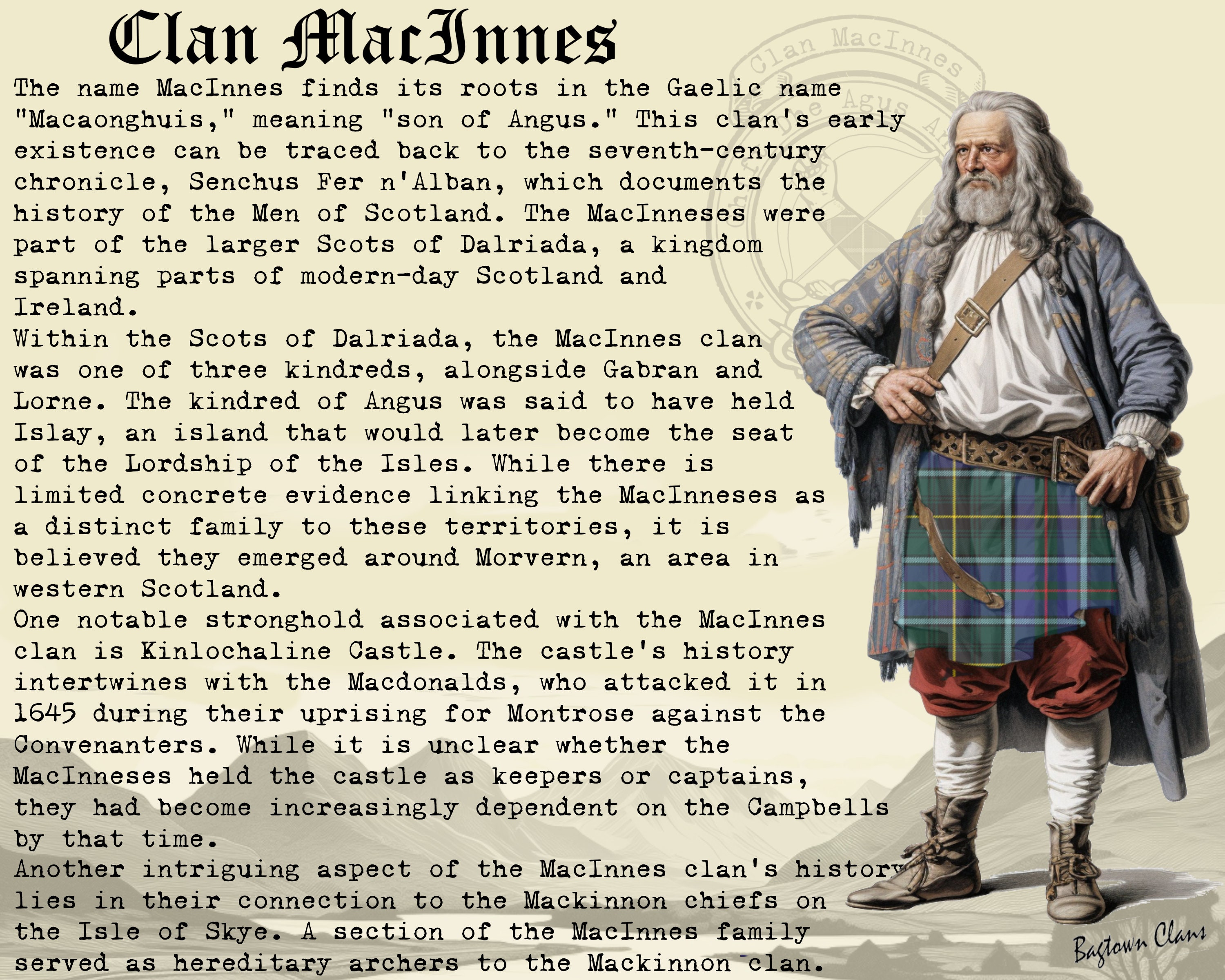 Macinnes Scottish Clan History Poster Etsy