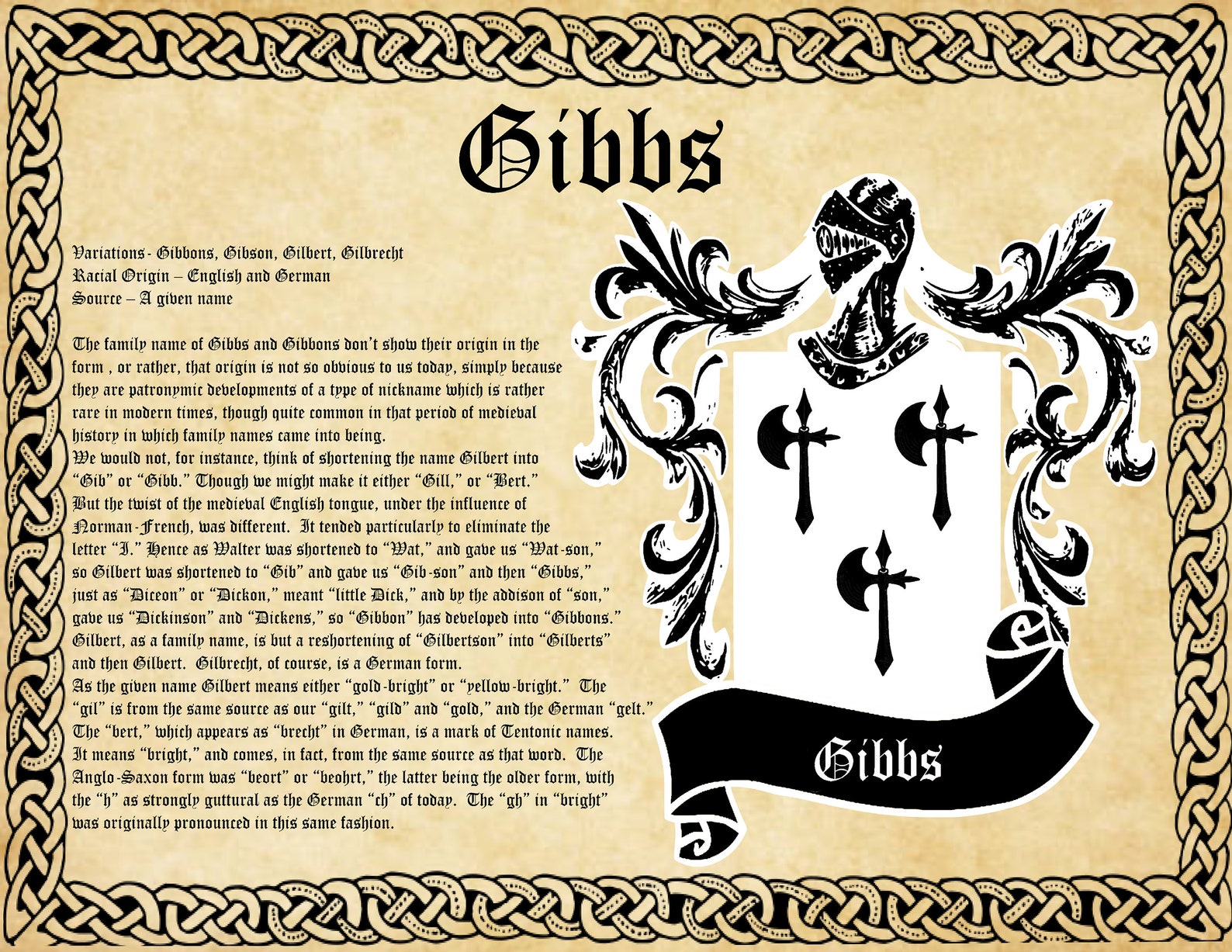 Gibbs Coat of Arms Vintage Poster - Etsy