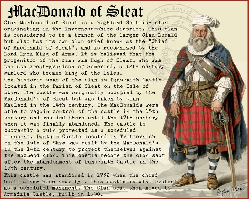 Macdonald of Sleat Scottish Clan History Poster - Etsy