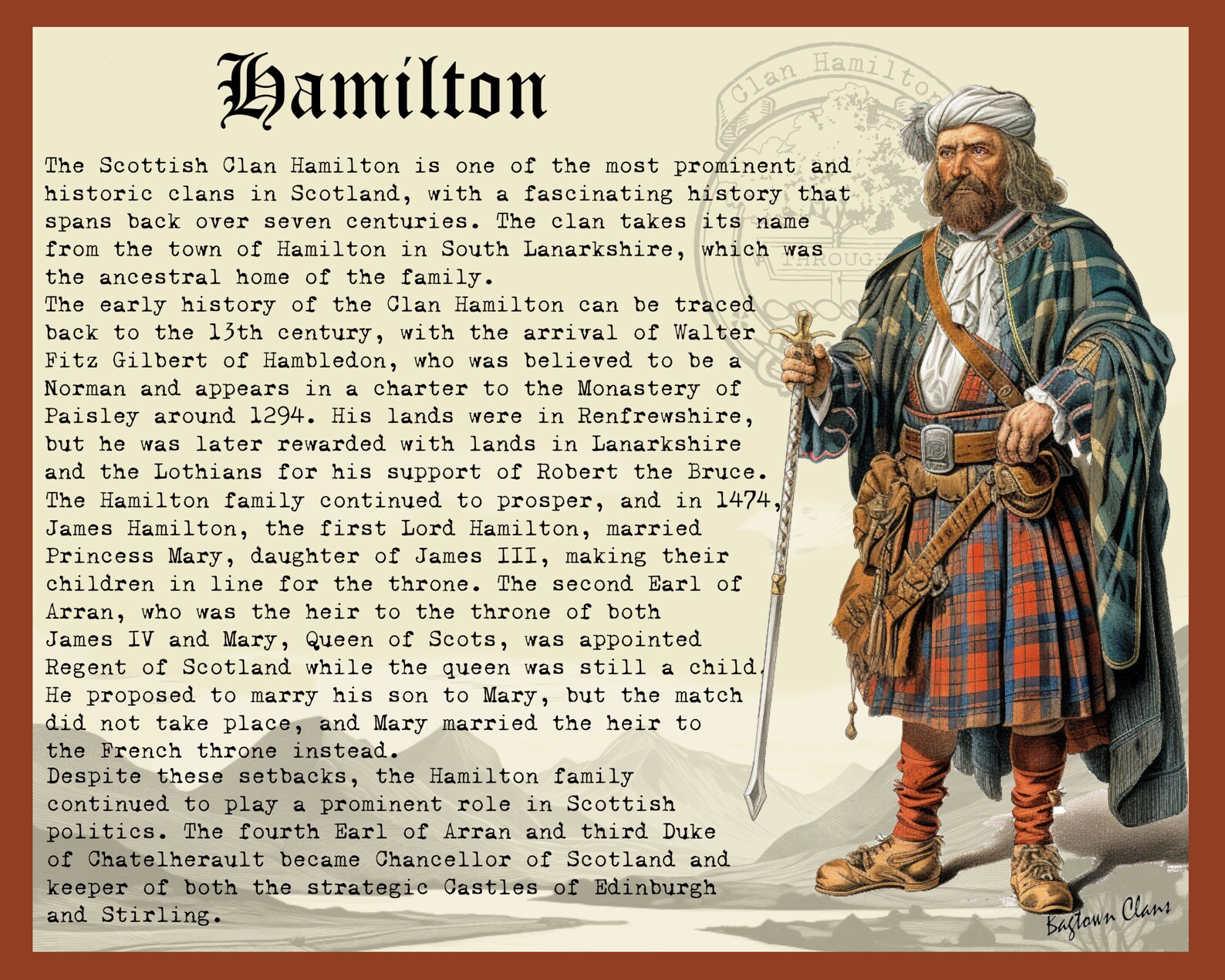 Clan Hamilton Vintage Poster - Etsy