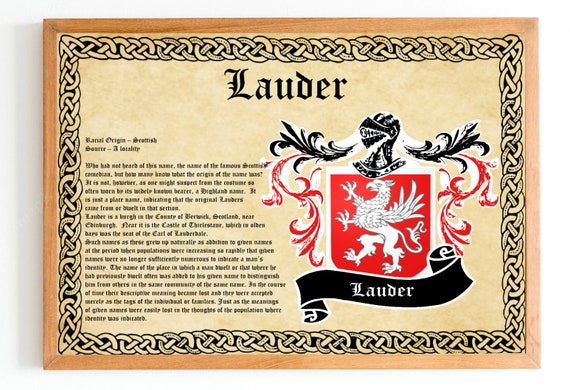 Lauder Family History and Coat of Arms Vintage Poster - Etsy