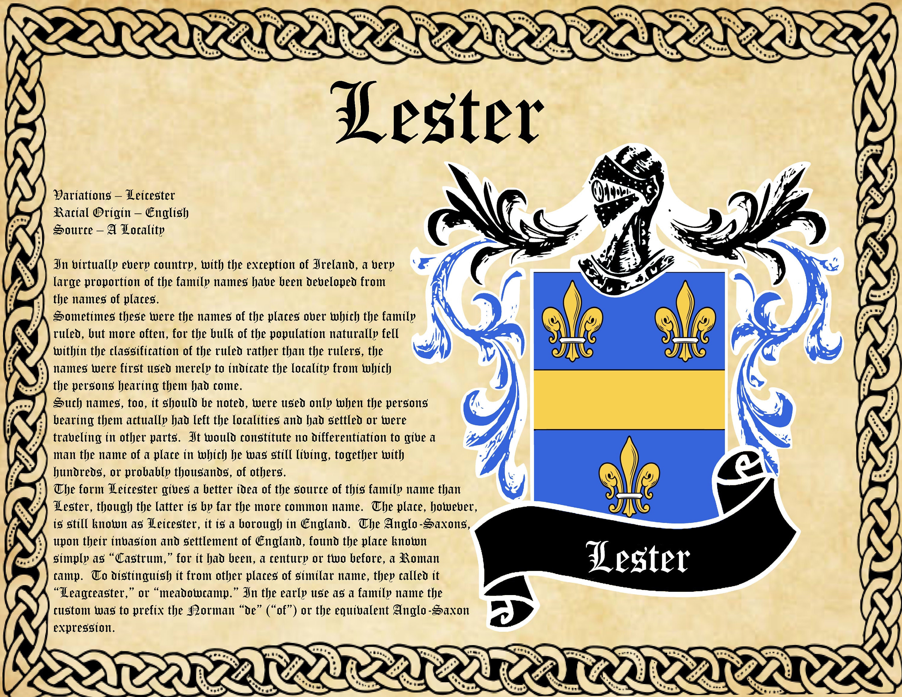 Lester Coat of Arms Vintage Poster - Etsy