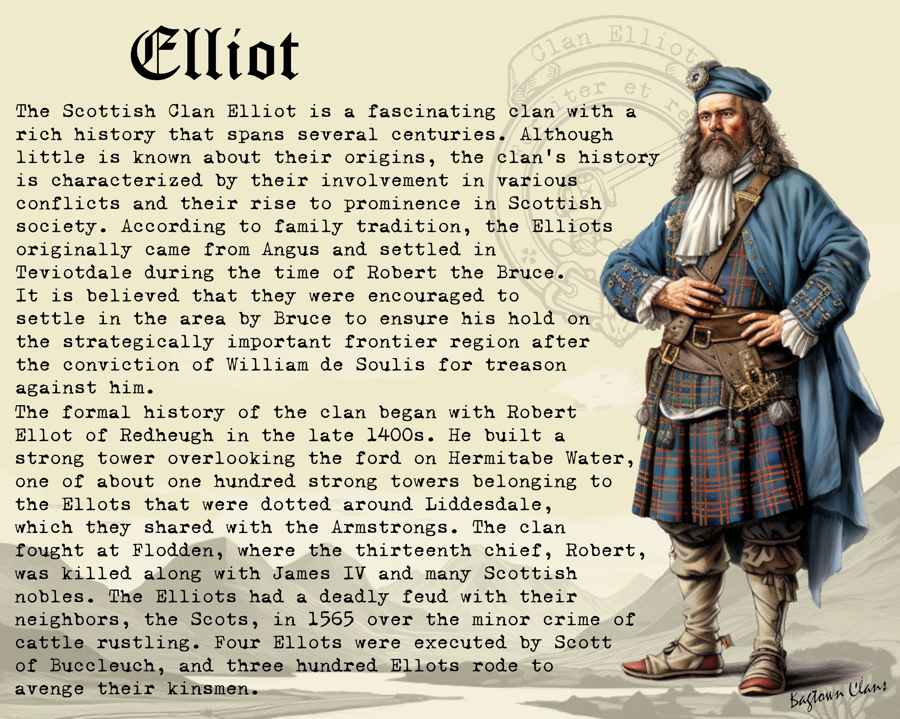 Clan Elliot Scottish History Poster - Etsy