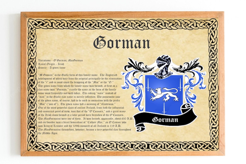 Gorman Coat of Arms Vintage Poster - Etsy