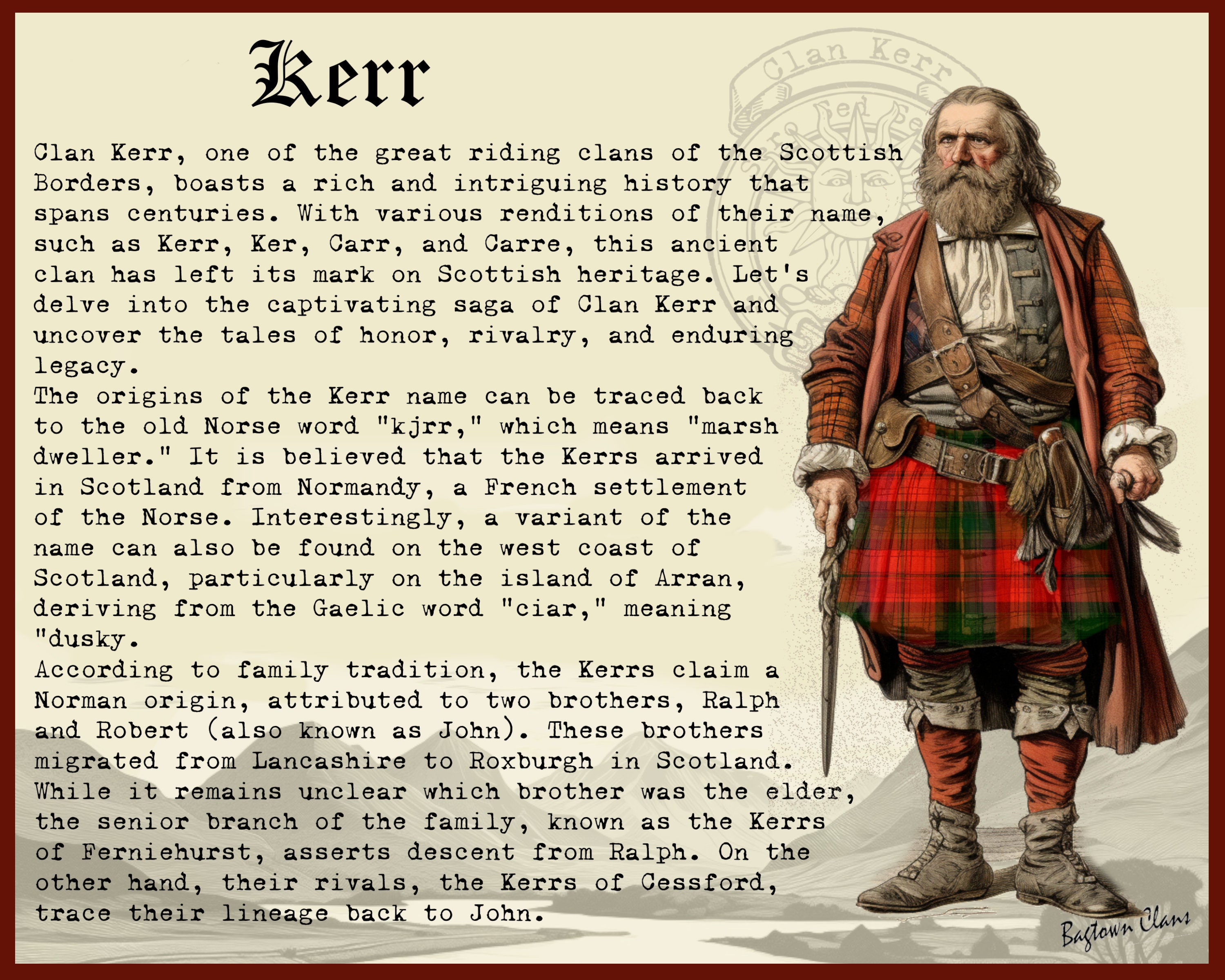Clan Kerr Scottish History Poster - Etsy