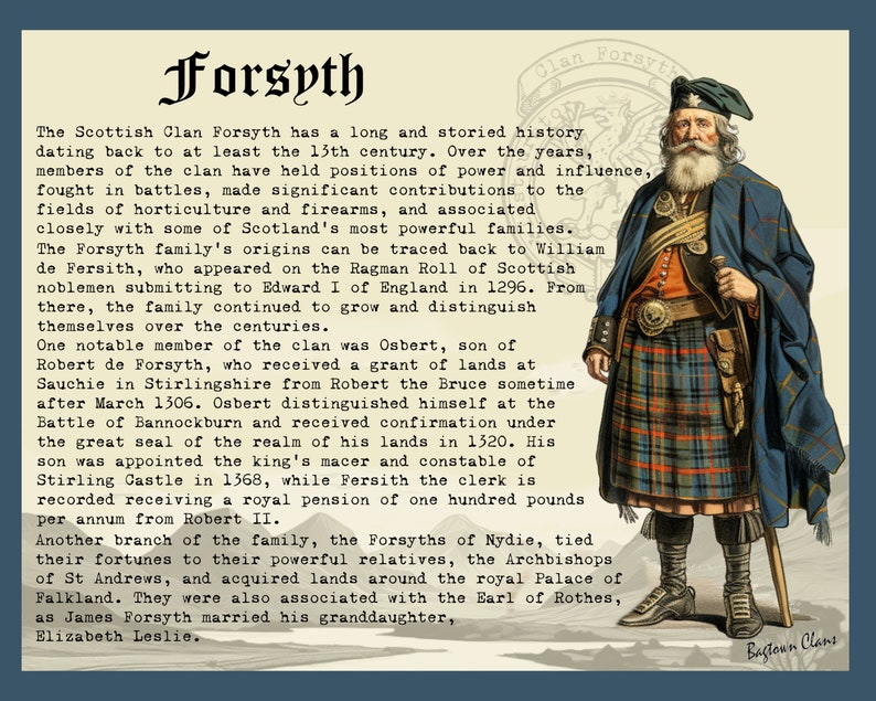 Clan Forsyth Scottish History Poster - Etsy