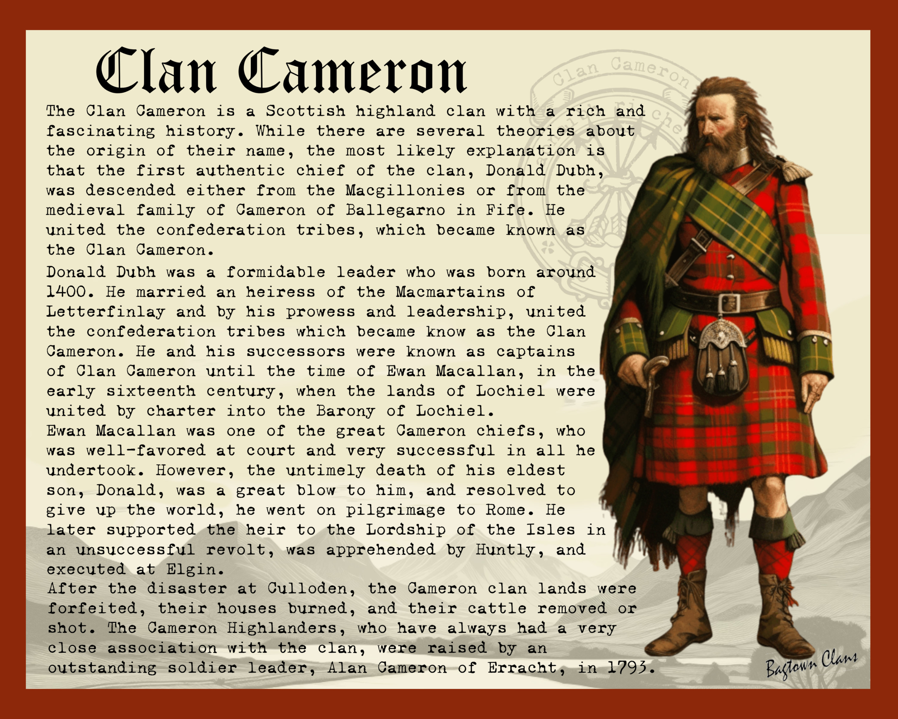 Clan Cameron Scottish History Poster - Etsy