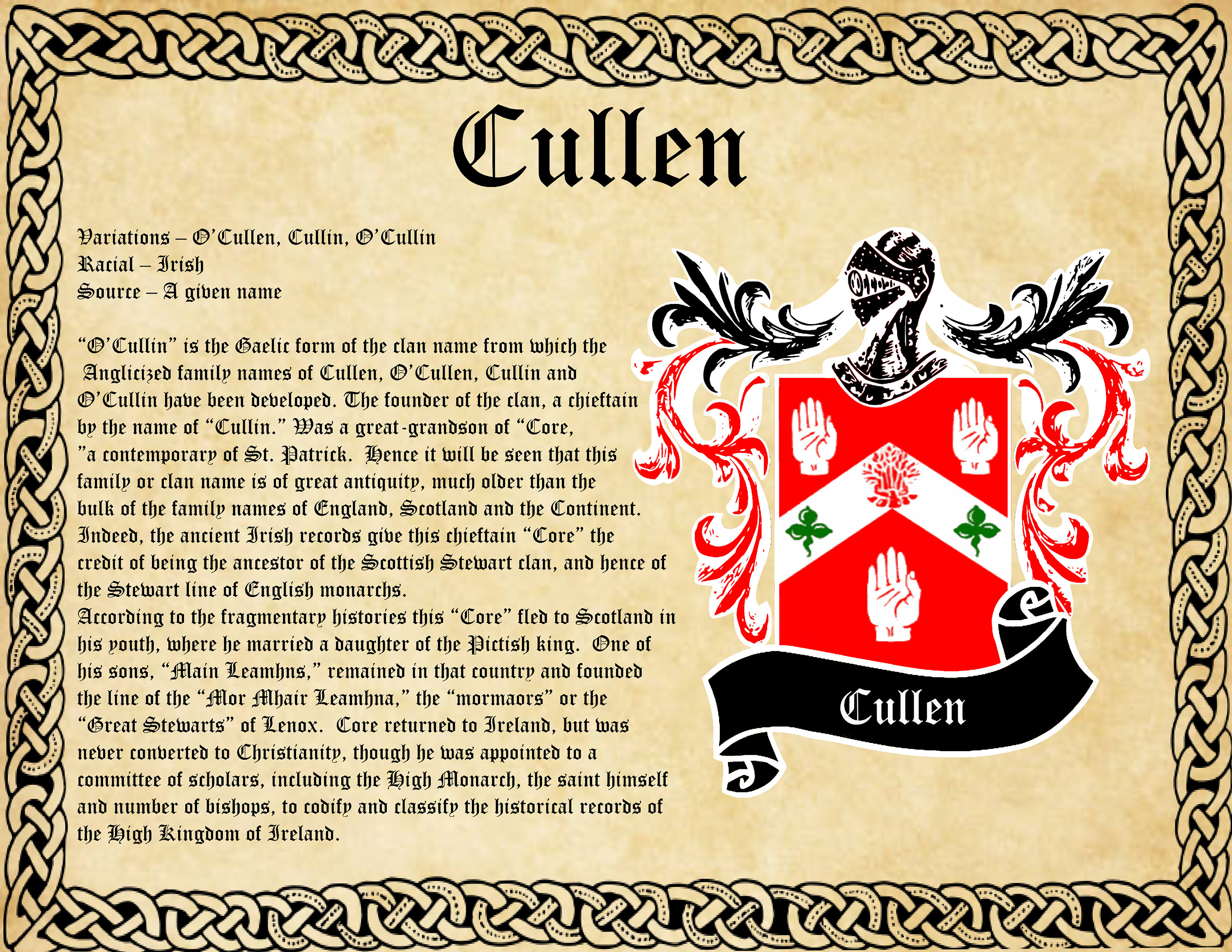 Cullen Coat of Arms Vintage Poster - Etsy