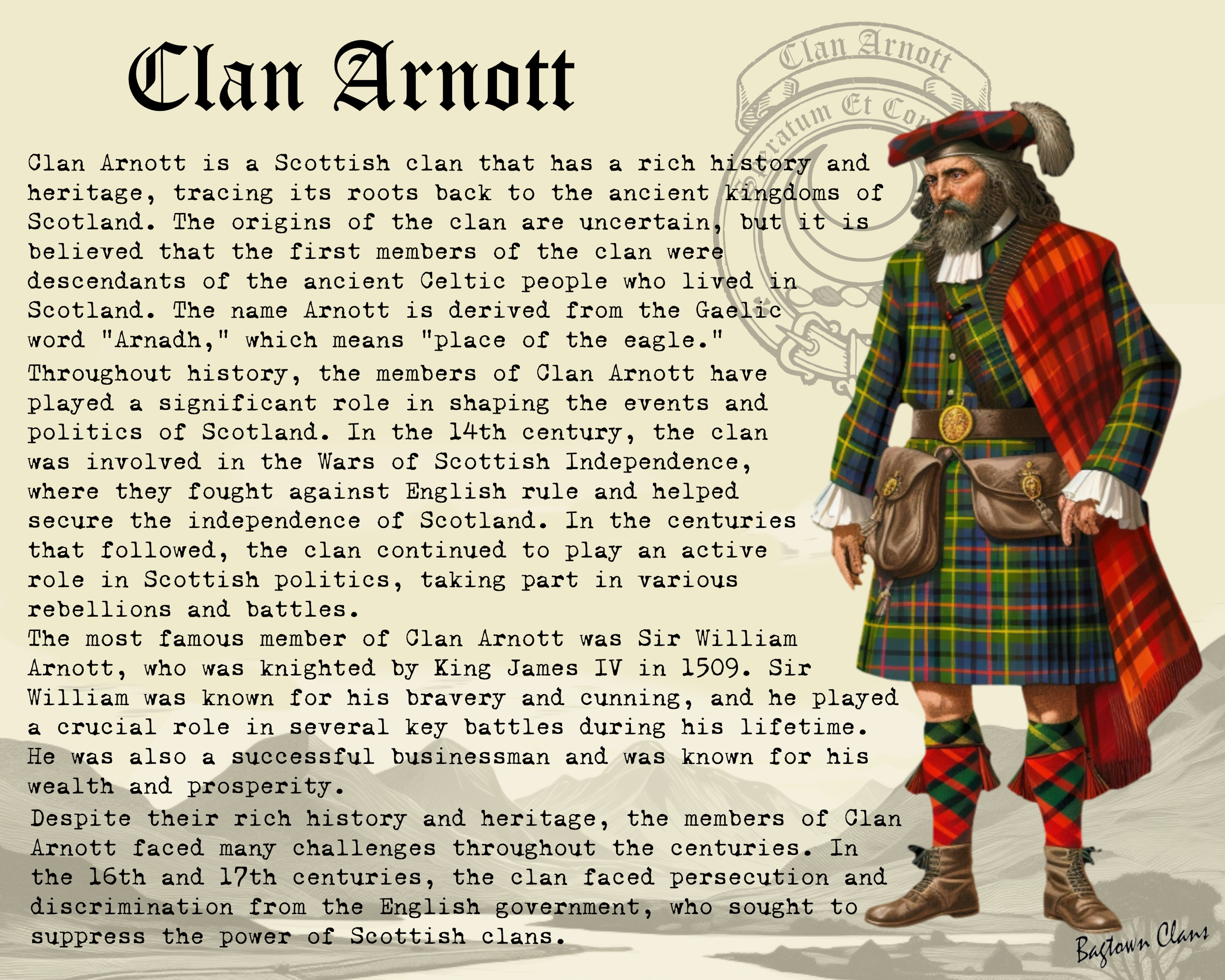Clan Arnott Vintage Poster - Etsy
