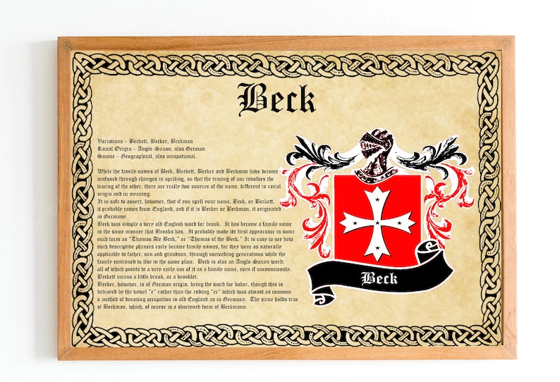 Beck Coat of Arms Vintage Poster - Etsy