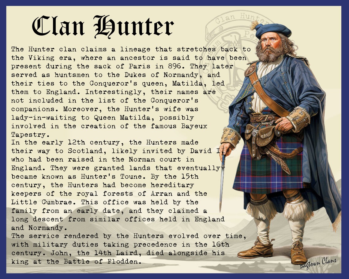 Clan Hunter Scottish History Poster - Etsy