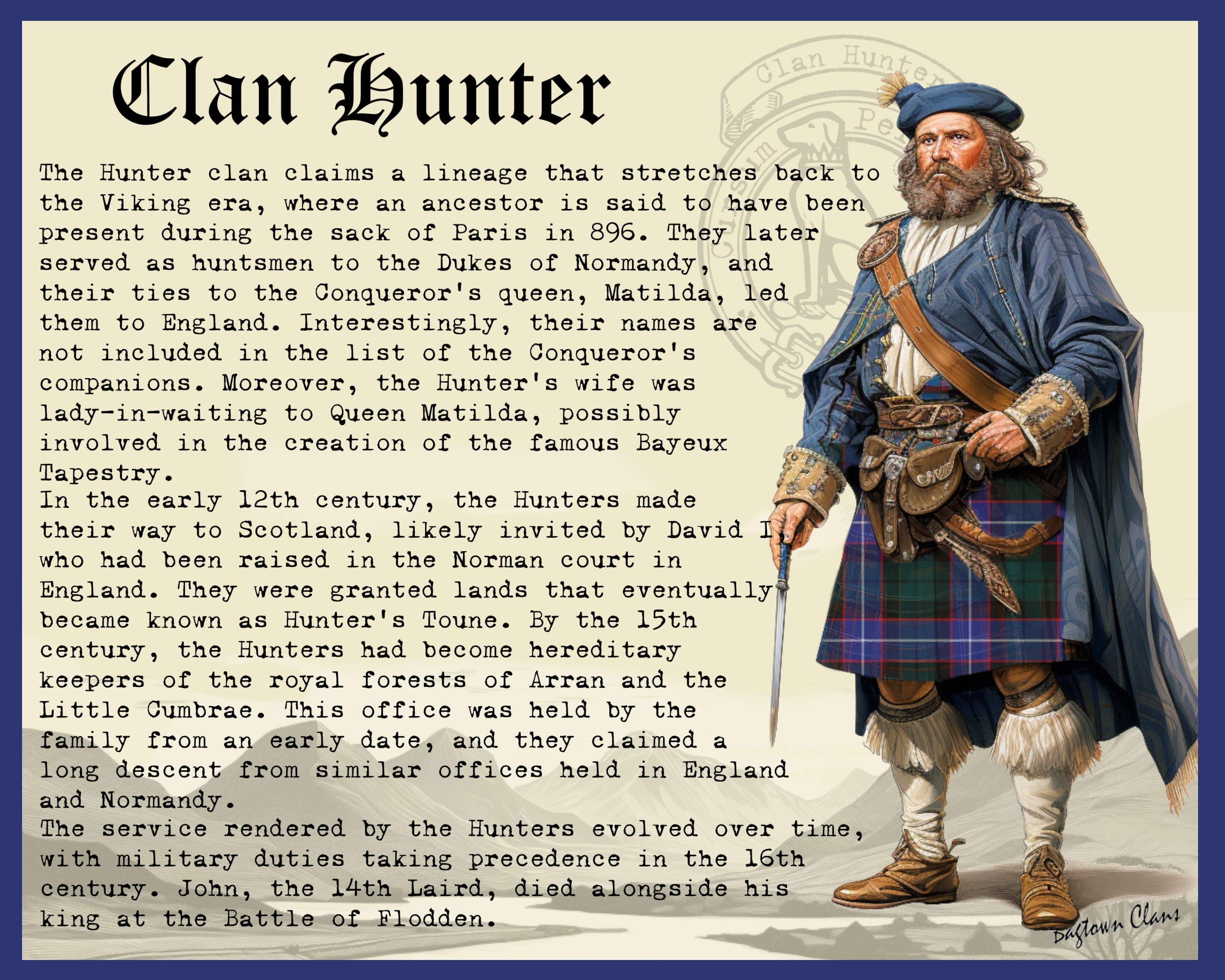 Clan Hunter Scottish History Poster - Etsy