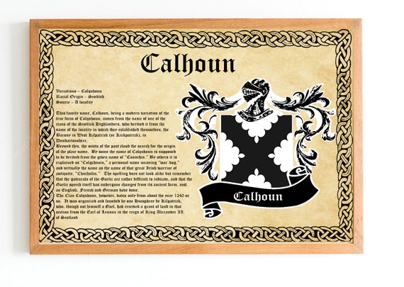 Calhoun Coat of Arms Vintage Poster - Etsy