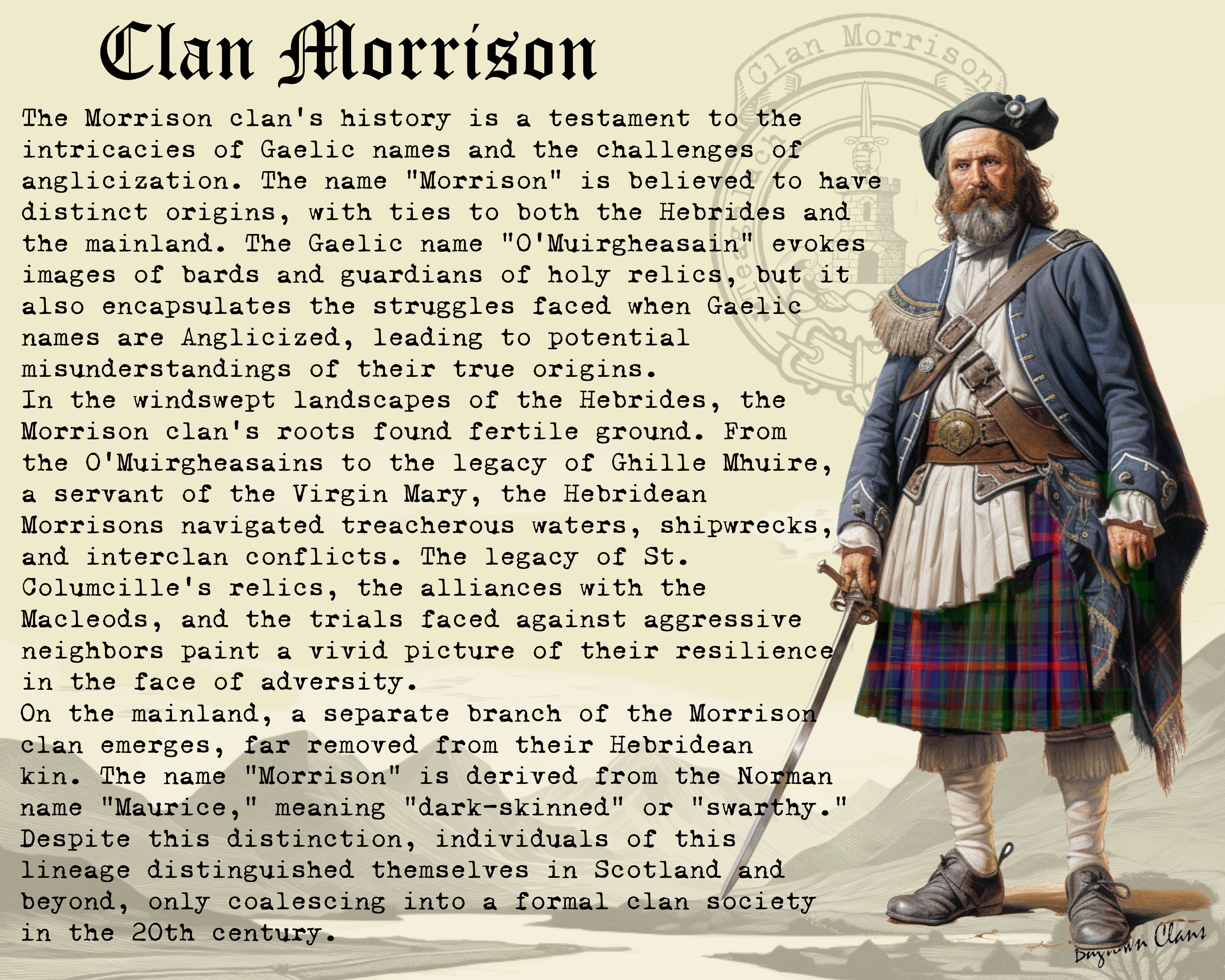Morrison Scottish Clan History Poster - Etsy
