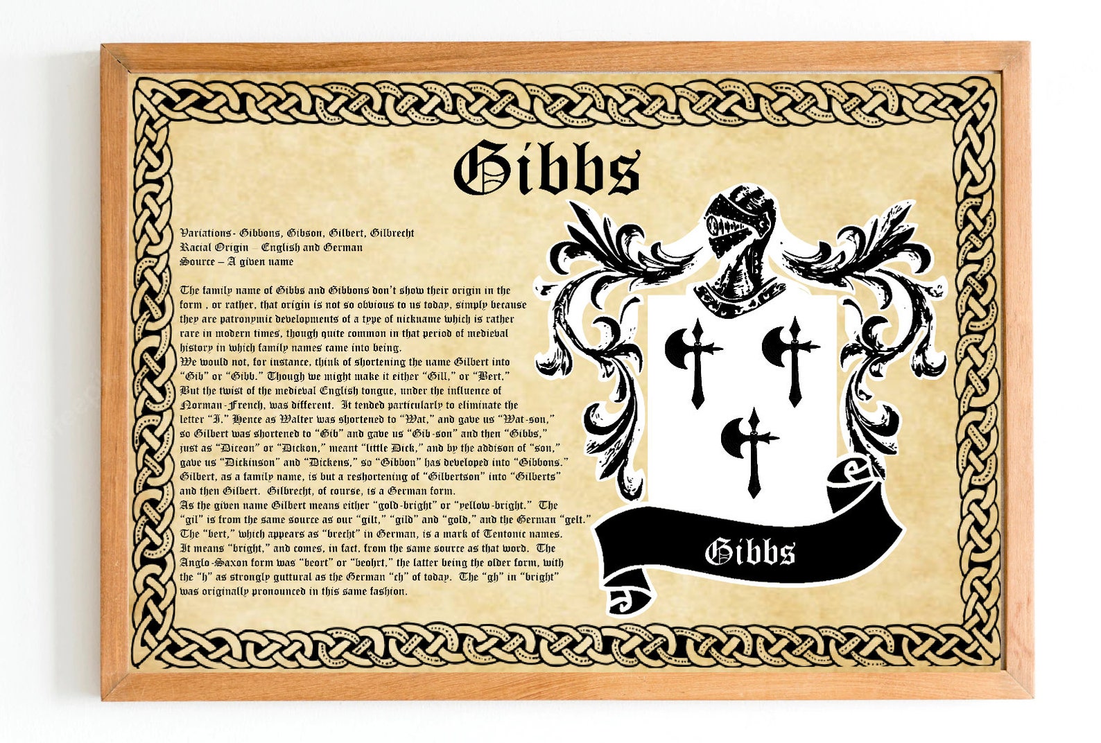 Gibbs Coat of Arms Vintage Poster - Etsy