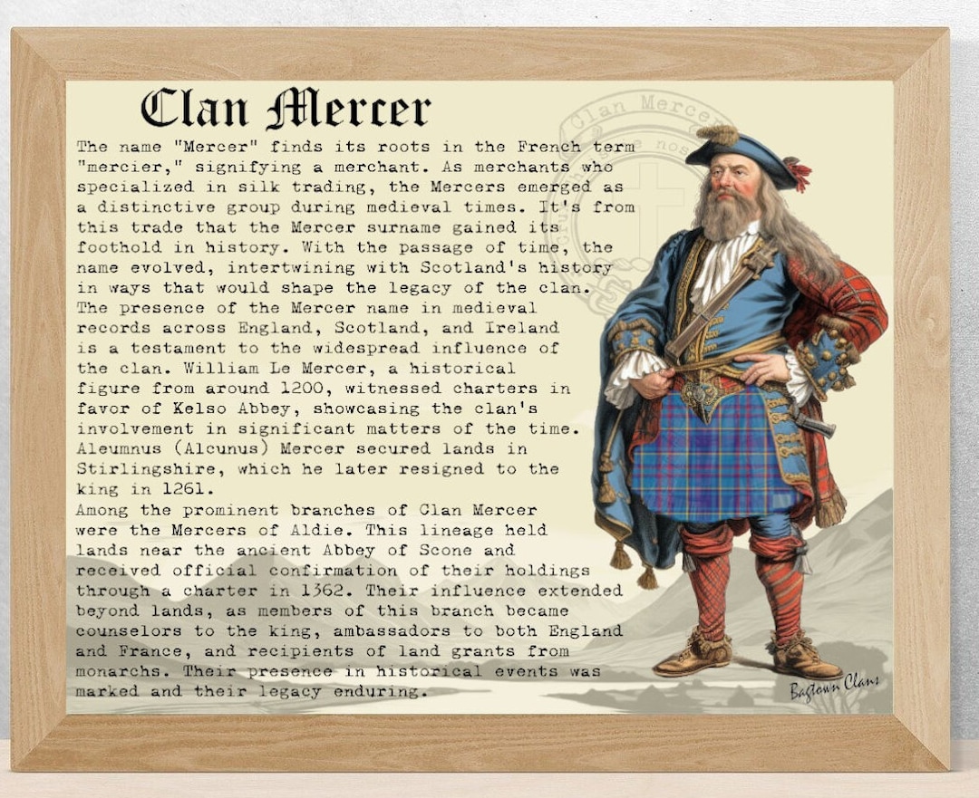 Mercer Scottish Clan History Poster - Etsy