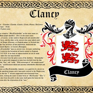 Clancy Coat of Arms Vintage Poster - Etsy