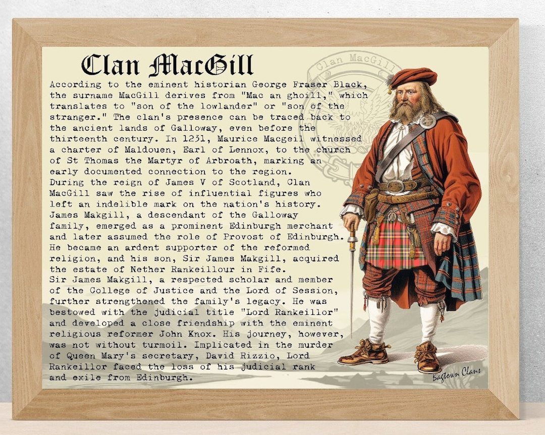 Macgill Scottish Clan History Poster - Etsy