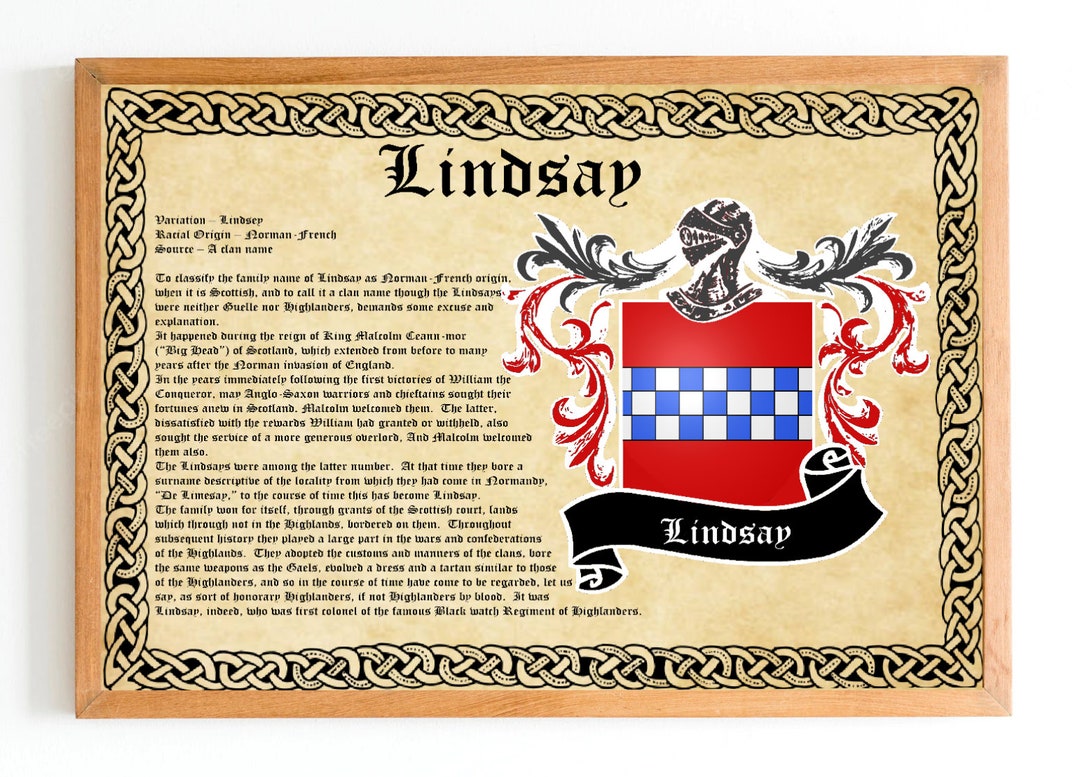 Lindsay Coat of Arms Vintage Poster - Etsy