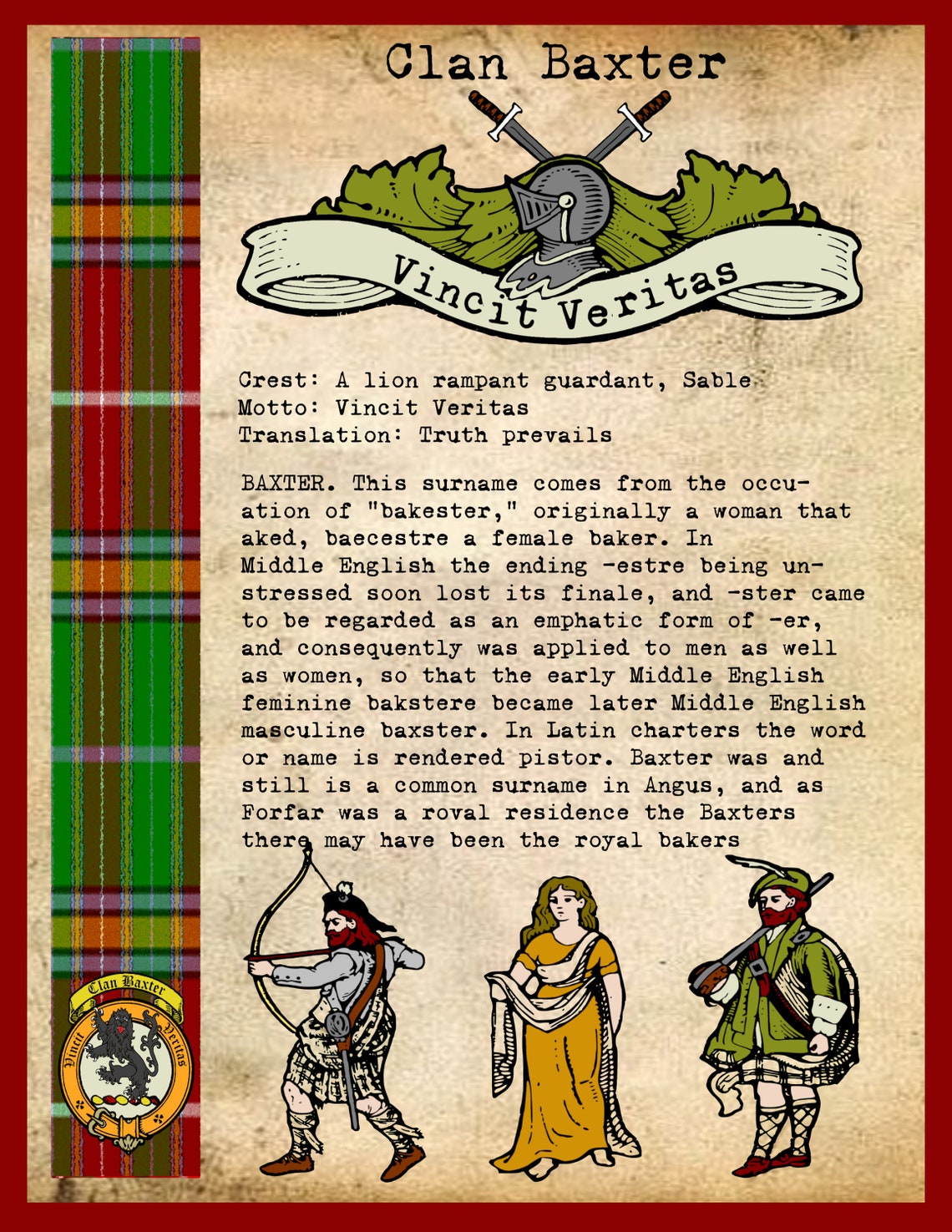 Clan Baxter Vintage Poster digital Download - Etsy