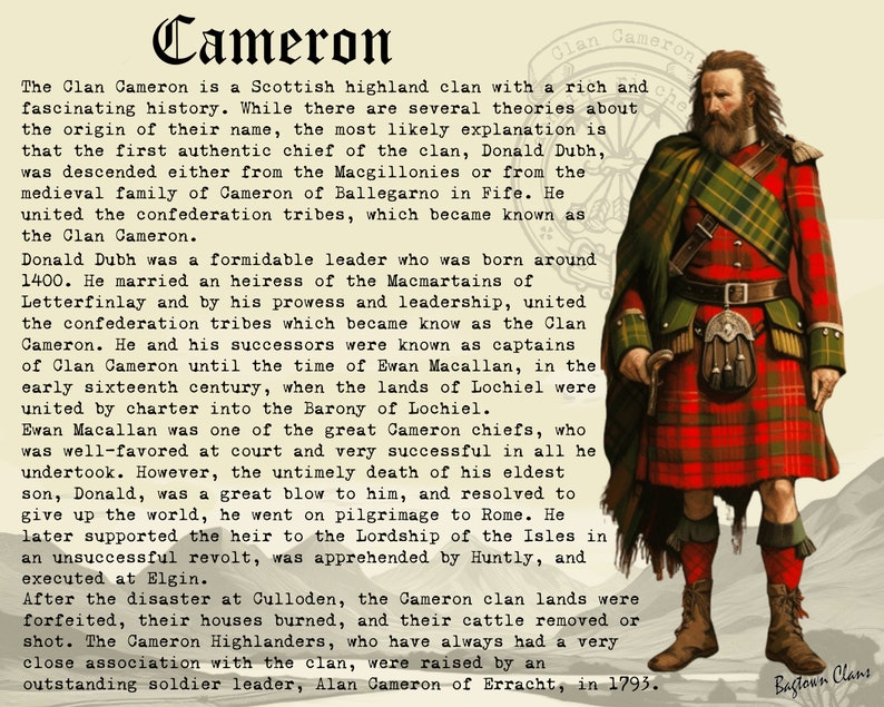 Clan Cameron Scottish History Poster - Etsy