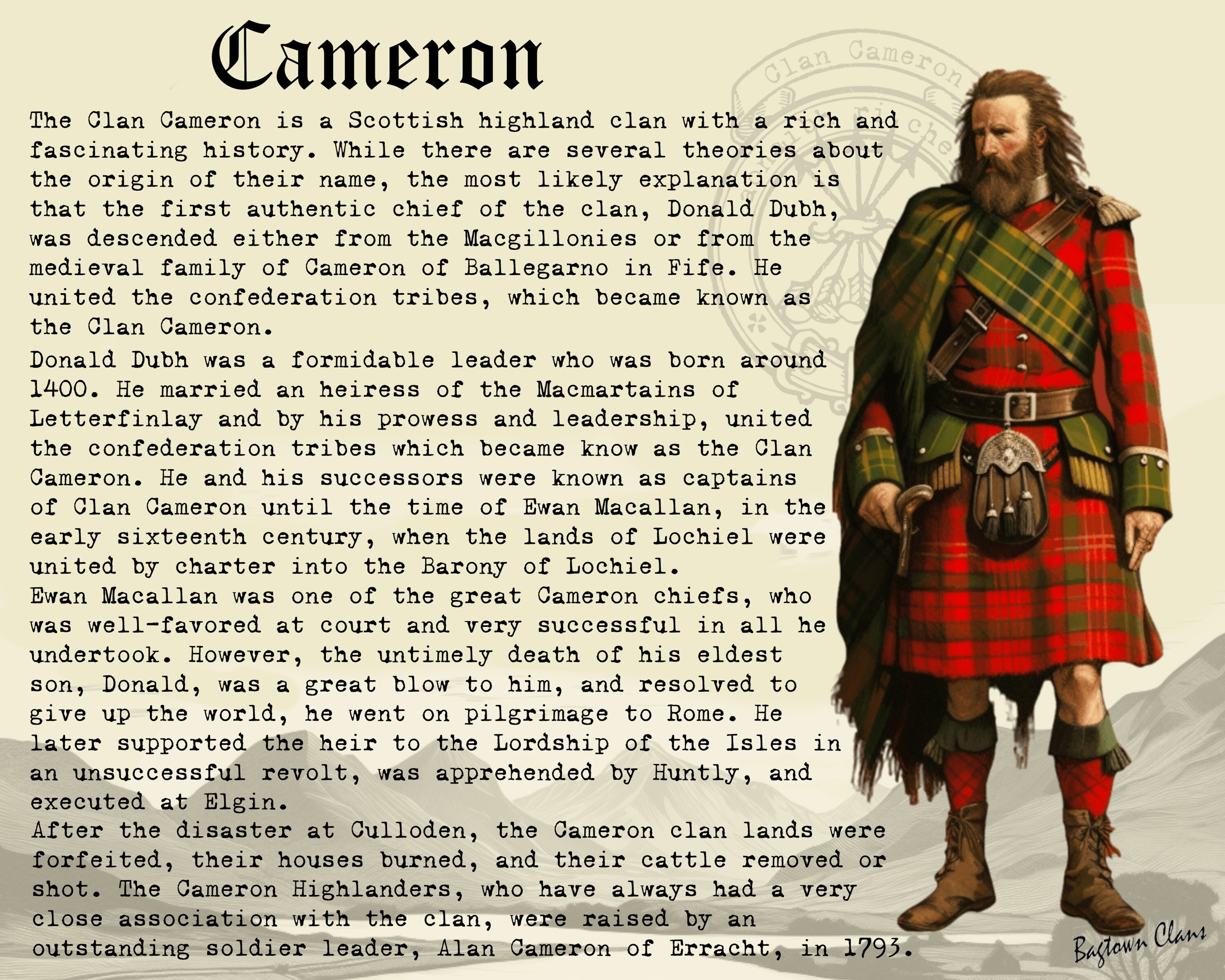Clan Cameron Scottish History Poster - Etsy