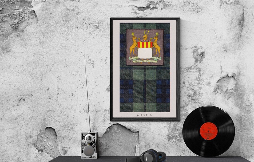 Austin Clan Tartan and Coat of Arms Vintage Poster (digital Download ...