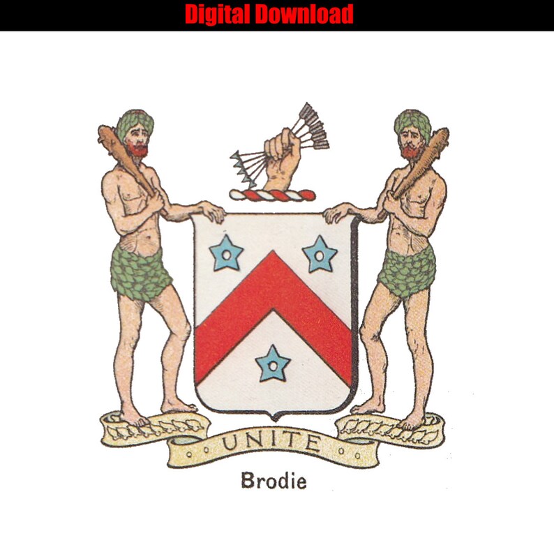 Brodie Scottish Clan 1906 Vintage Coat of Arms Image digital Download ...