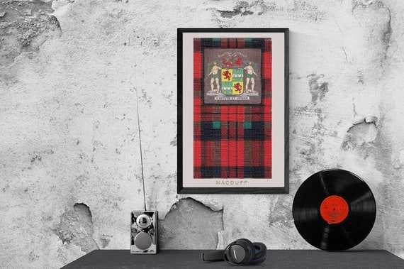 Macduff Clan Tartan and Coat of Arms Vintage Poster digital - Etsy