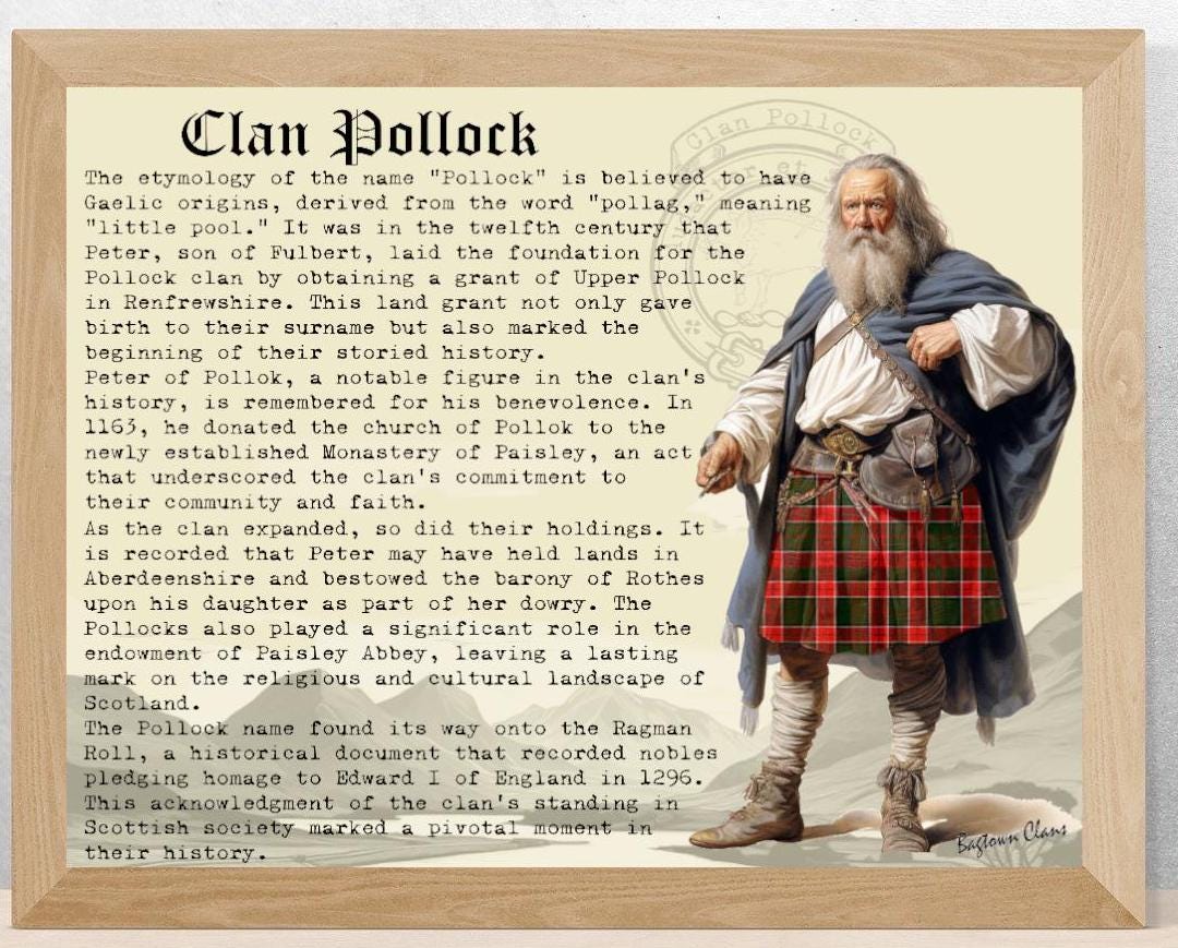 Clan Pollock Scottish History Poster - Etsy