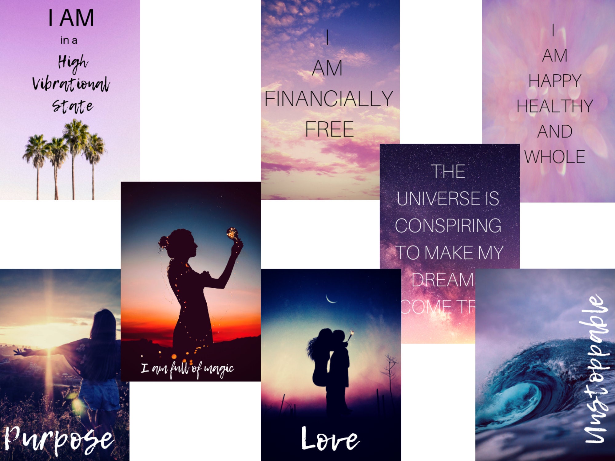 Vision Board Cards Law Of Attraction Quotes Affirmations Etsy