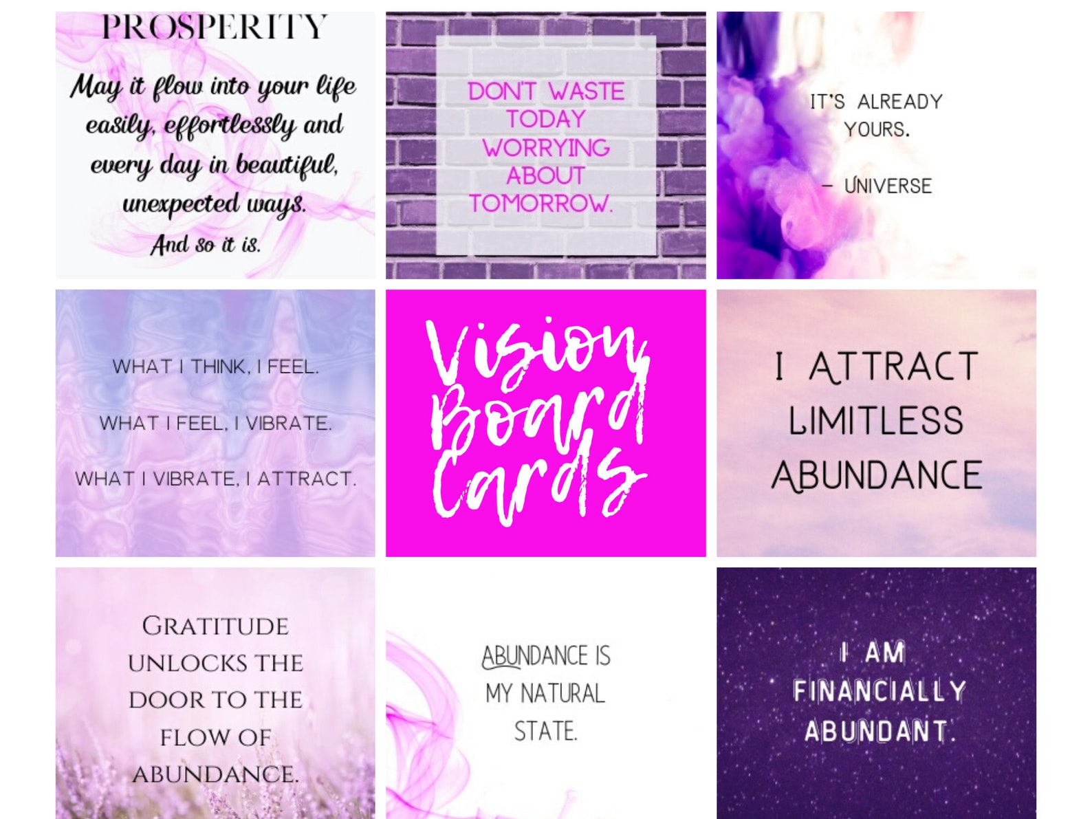 Vision Board Quote Cards (35) 3"x3" | Printable Affirmations | Instant ...