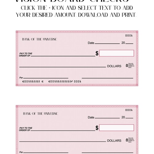 Manifestation Check Vision Board Checks Vision Board - Etsy