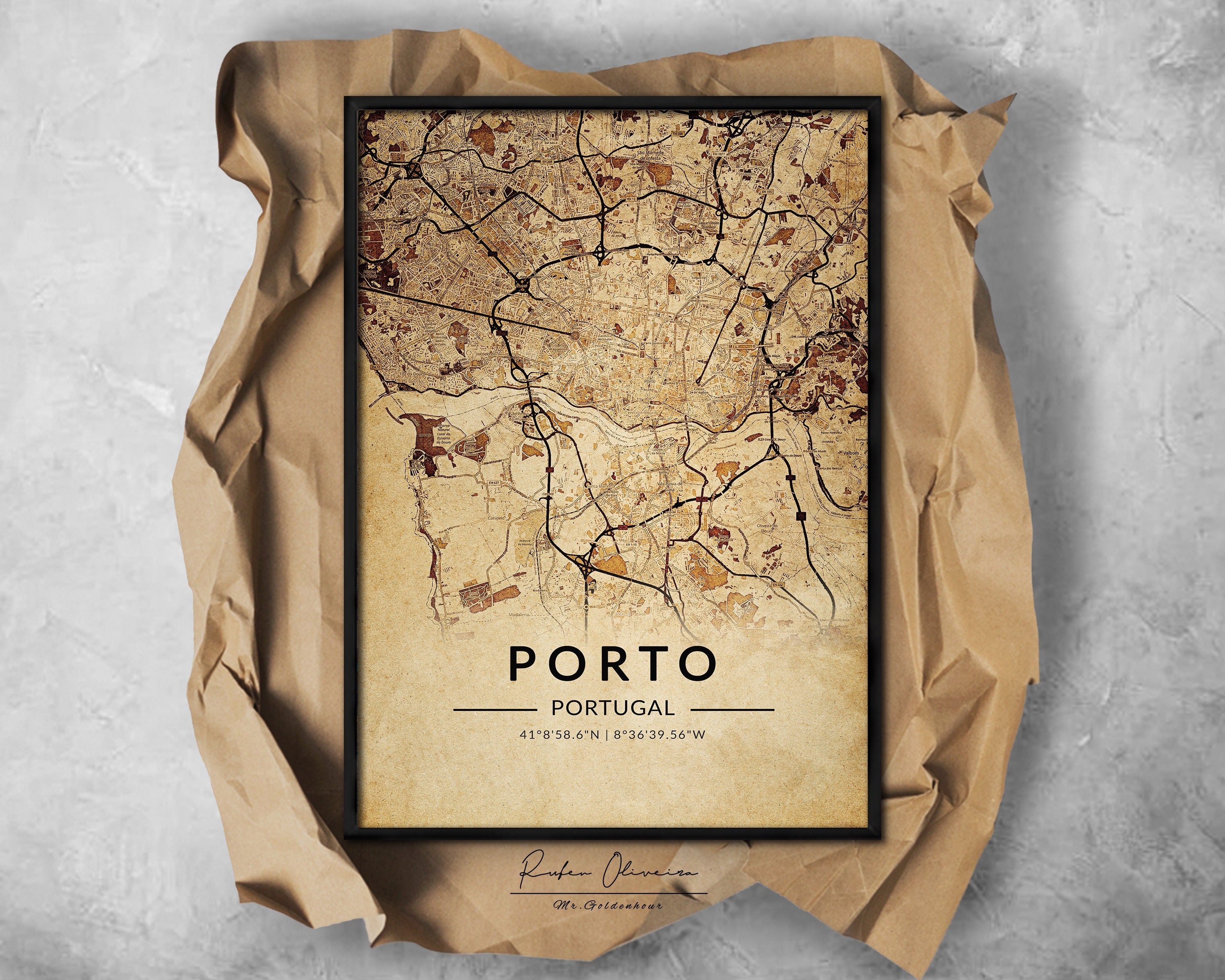 Porto, Portugal, 5 City Maps, Map Print, Retro Map Poster, Antique Map ...