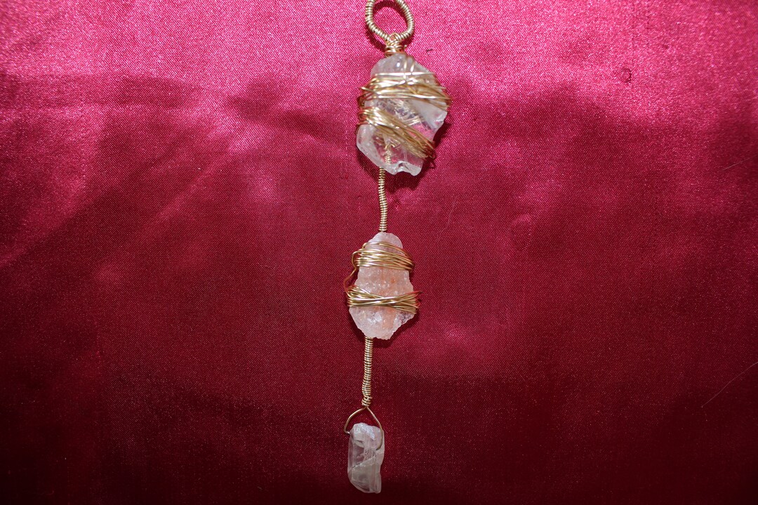 Crystal Quartz, Himalayan Salt & Glass Ornament gold Wire-wrapped - Etsy